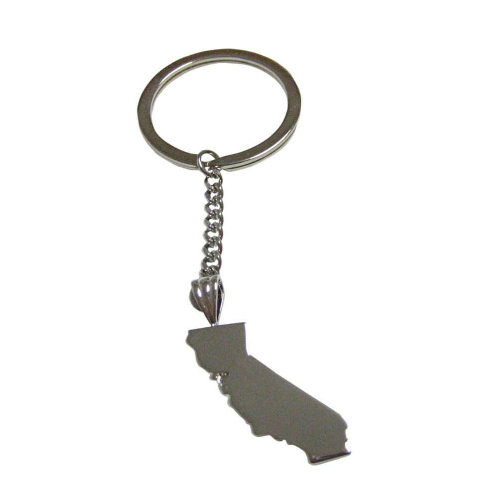 California State Map Shape Pendant Keychain - Gem
